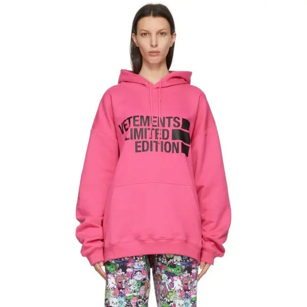 Vetements Pink 'Limited Edition' Big Logo Hoodie In Hot Pink - 62